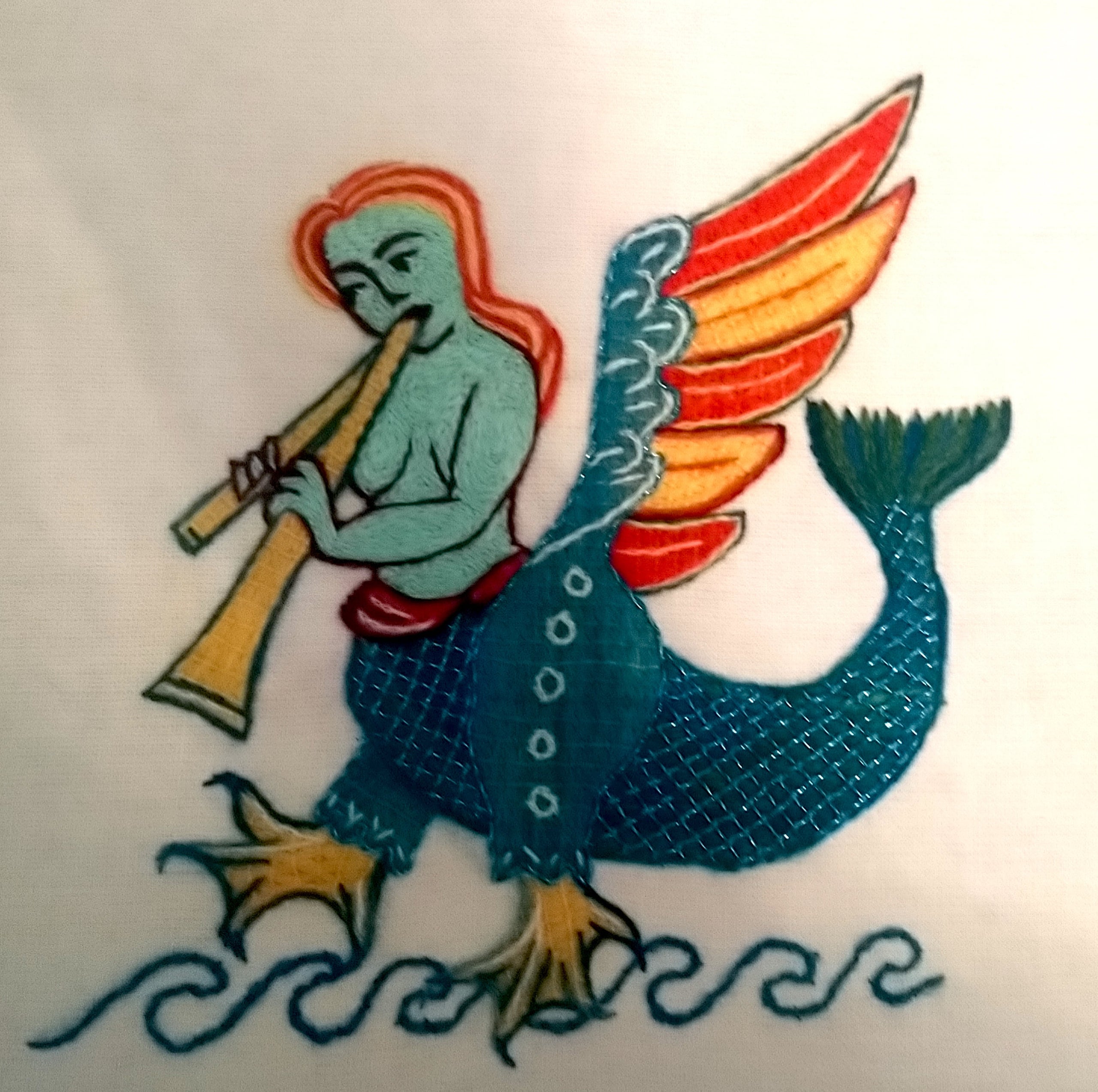 siren embroidery laid and couched wrok bayeux stitch embrodiery kit ...